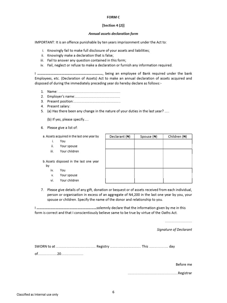 Asset Declaration Form C | PDF | Justice | Crime & Violence