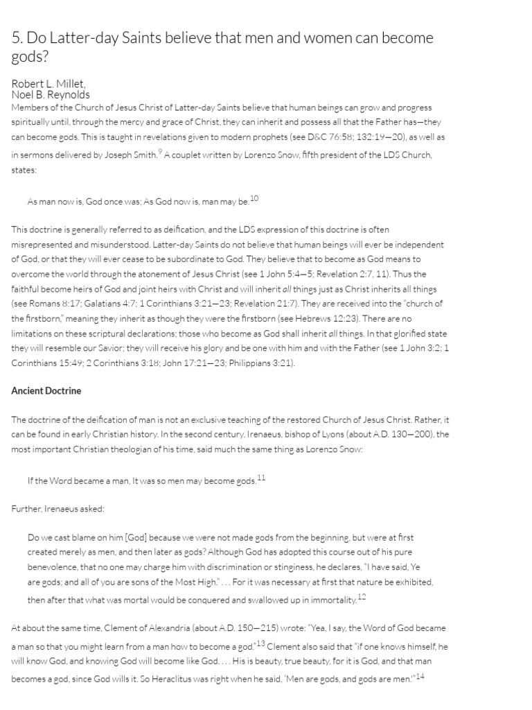 Do Latter-Day Saints Believe That Men and Women Can Become Gods | PDF ...