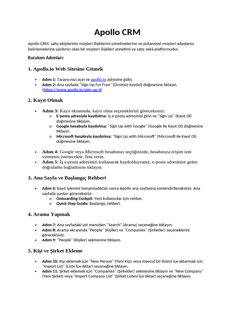 Apollo CRM Rapor | PDF