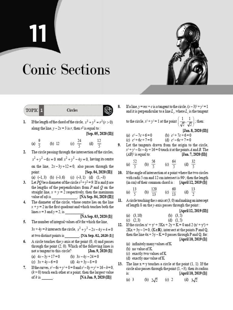 Conic Sectios Pyqs | PDF | Circle | Analytic Geometry