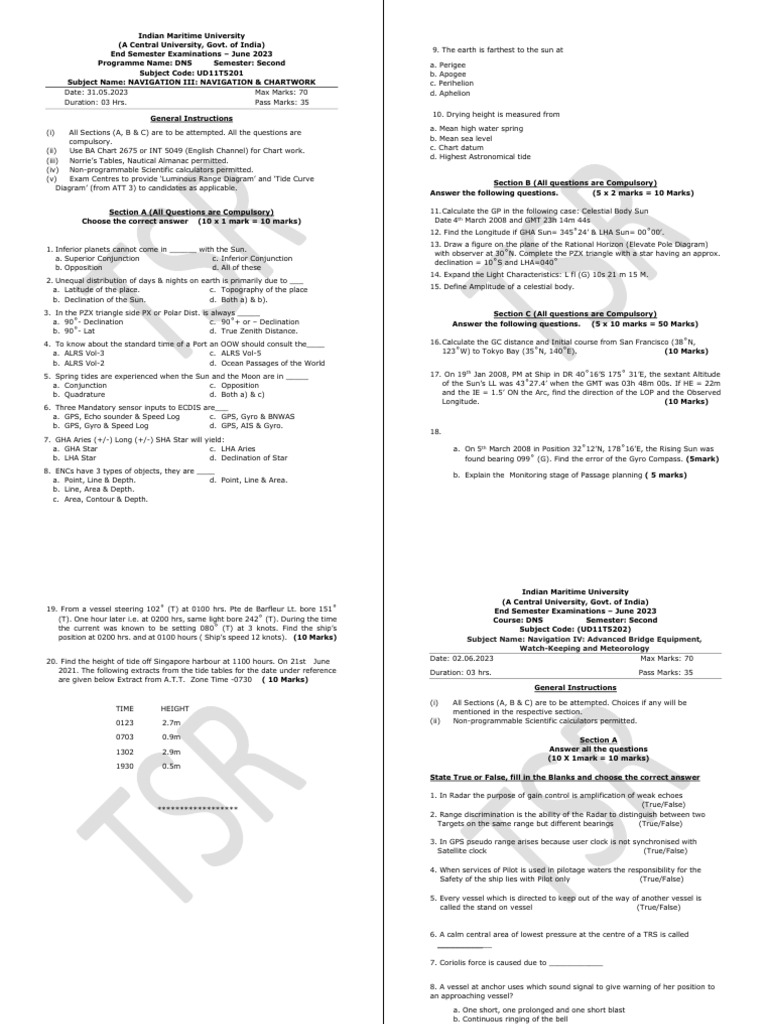 SEM II IMU QP June 2023 Dec 2023 | PDF | Apsis