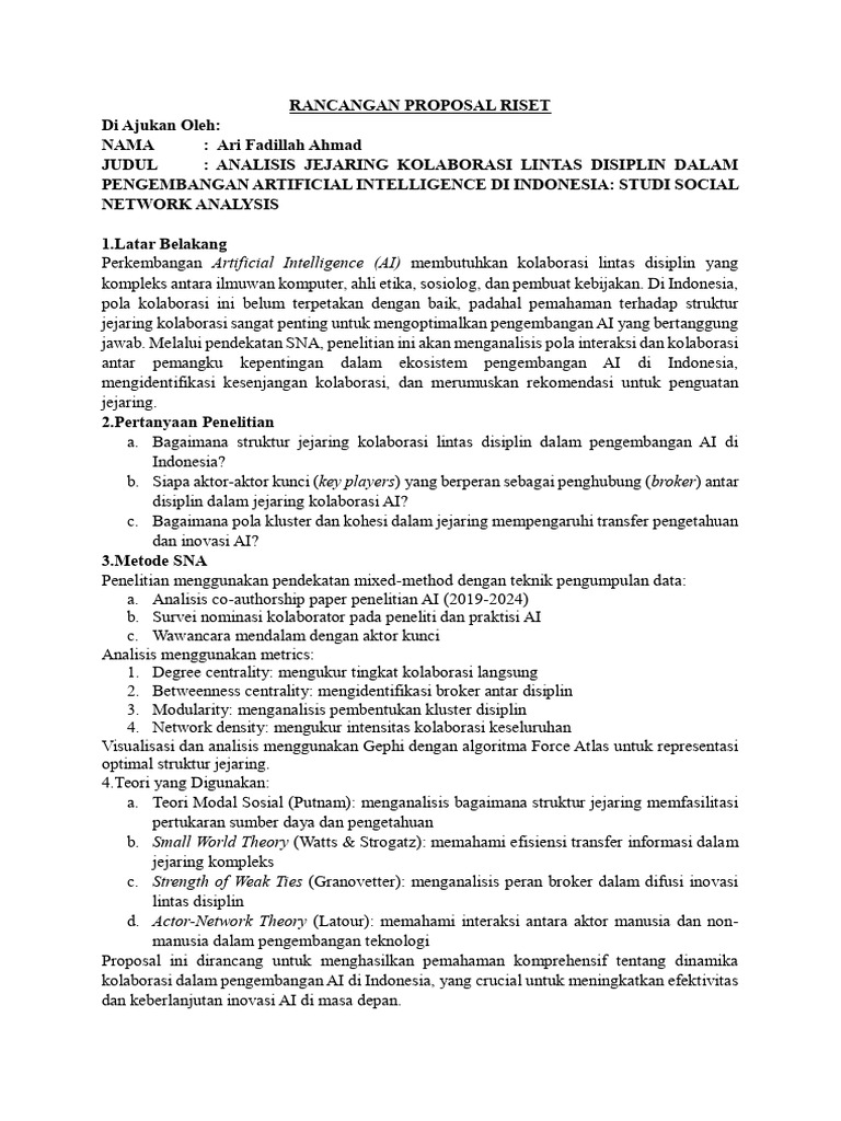 Rancangan Proposal Riset - Ari Fadillah Ahmad | PDF | Artificial Intelligence | Intelligence (AI ...
