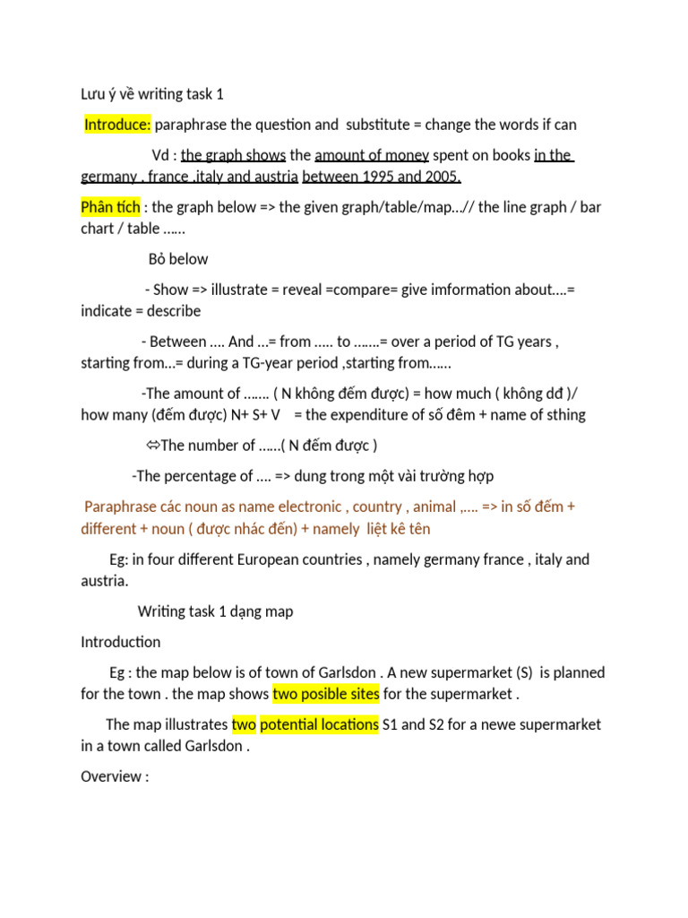 Lưu ý về writing task 1 | PDF