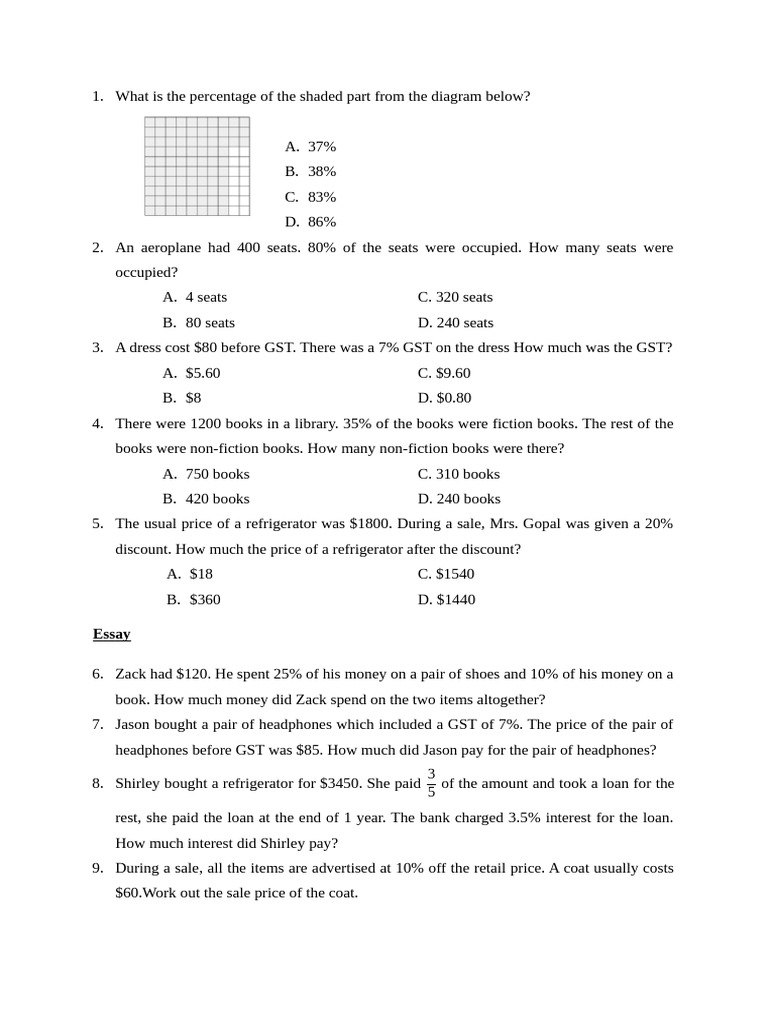 Decimal Percentage Pdf Prices Interest