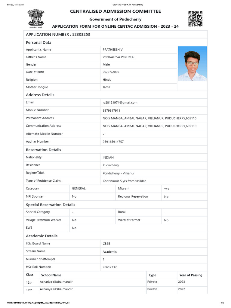 CENTAC - Govt. of Puducherry | PDF