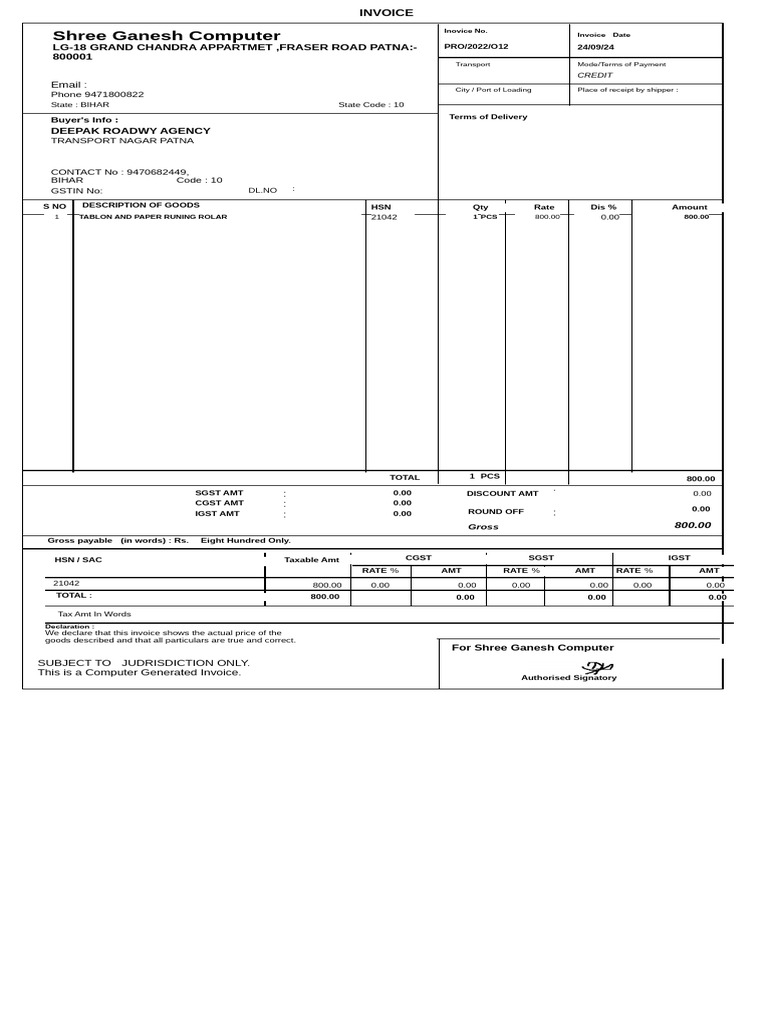 Deep Alp Rn Bill | PDF | Invoice | Taxes