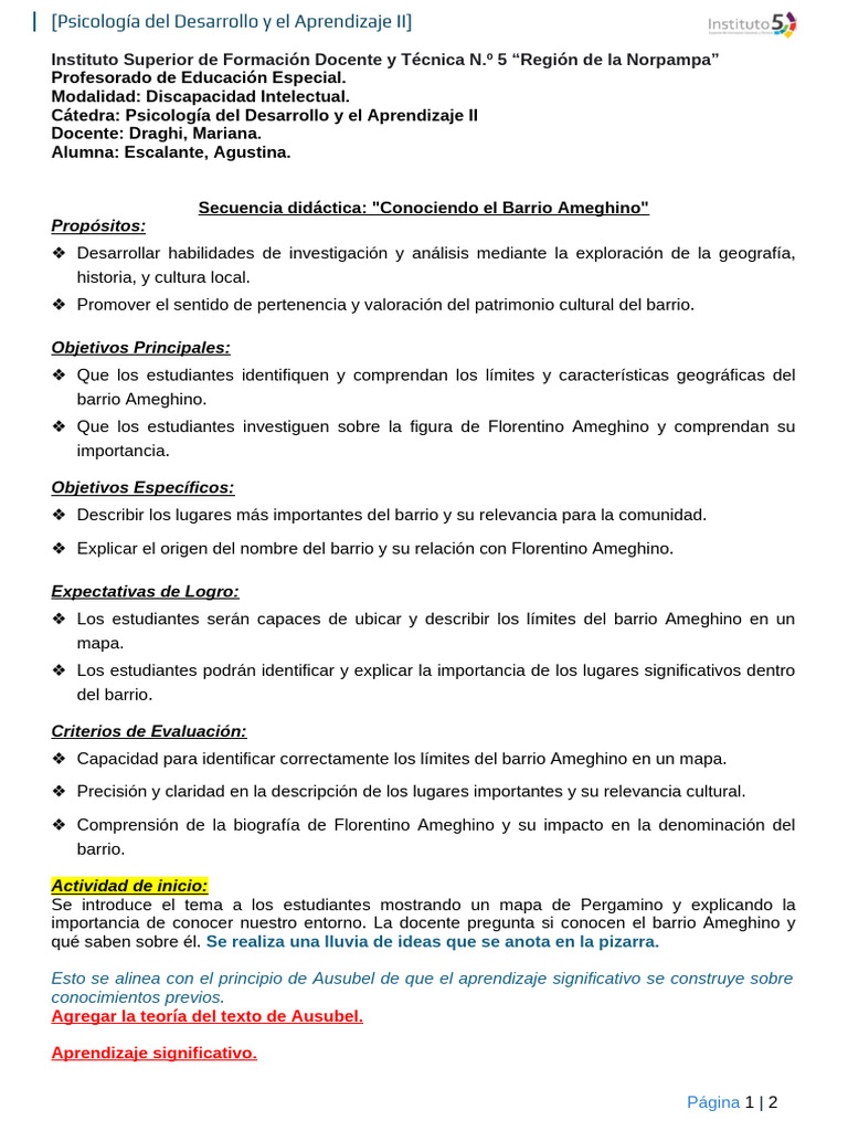 Trabajo Práctico N°1 - Psicología Del Desarrollo y El Aprendizaje II | PDF | Maestros | Aprendizaje