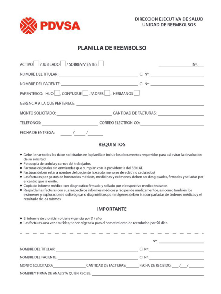 Planilla Reembolso | PDF