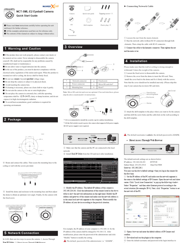Nuvico NCT-5ML-E2 Quick Start Guide | PDF | Ip Address | Computer Network