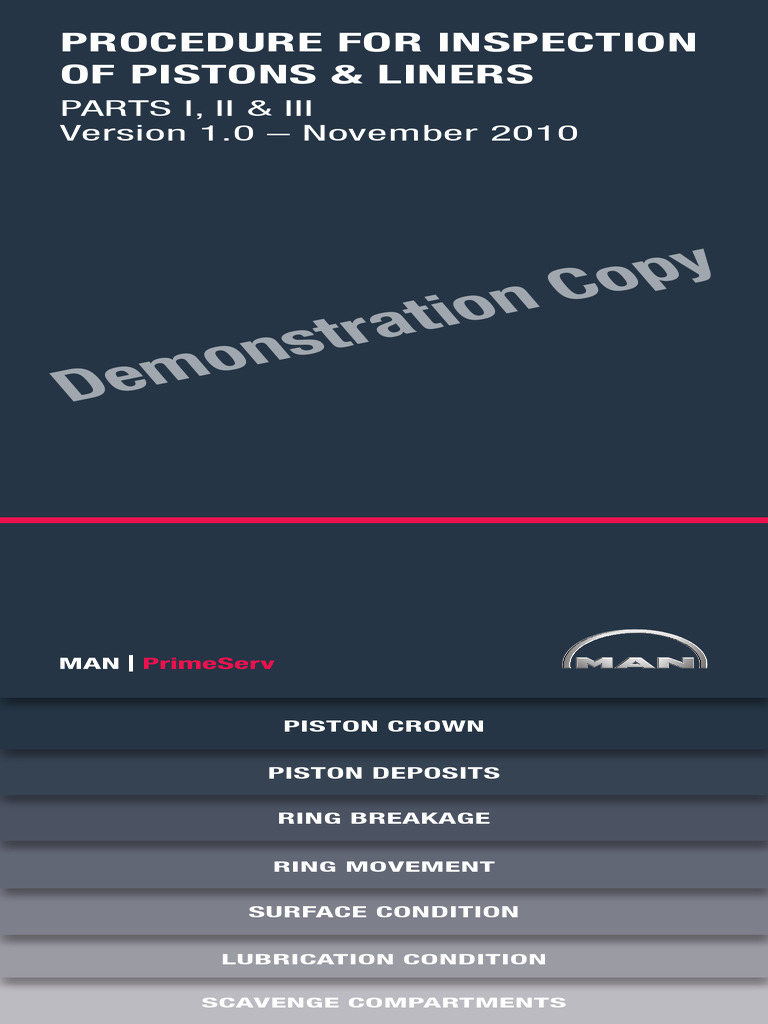 Inspection Guide - Liners and pistons | PDF | Piston | Cylinder (Engine)