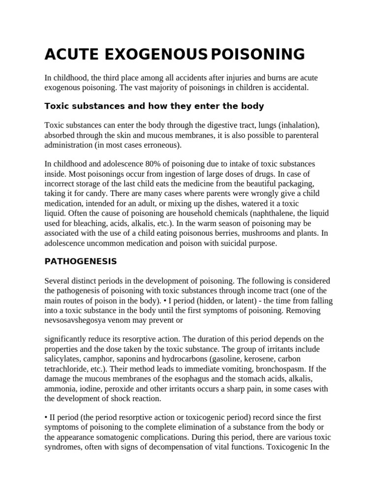 Chapter 37 Acute Exogenous Poisoning | PDF | Poison | Vomiting