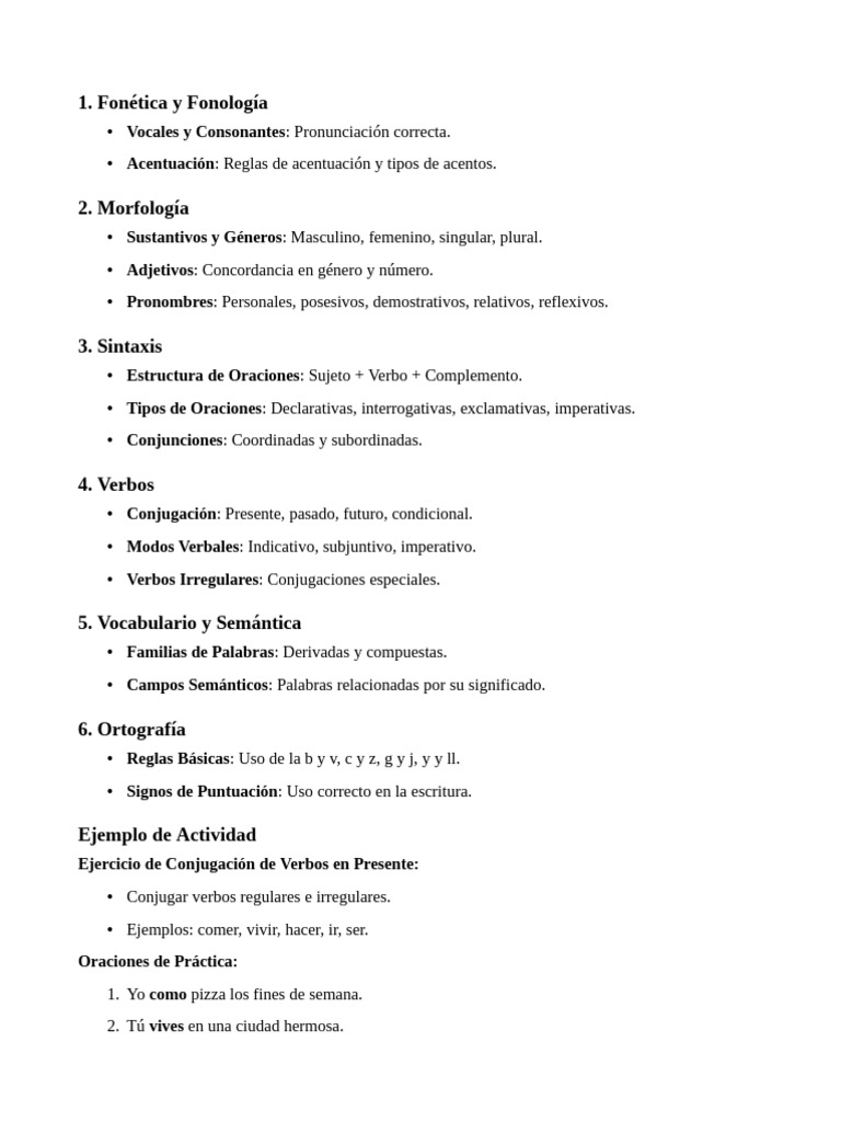 Estructura Basica Del Español | PDF