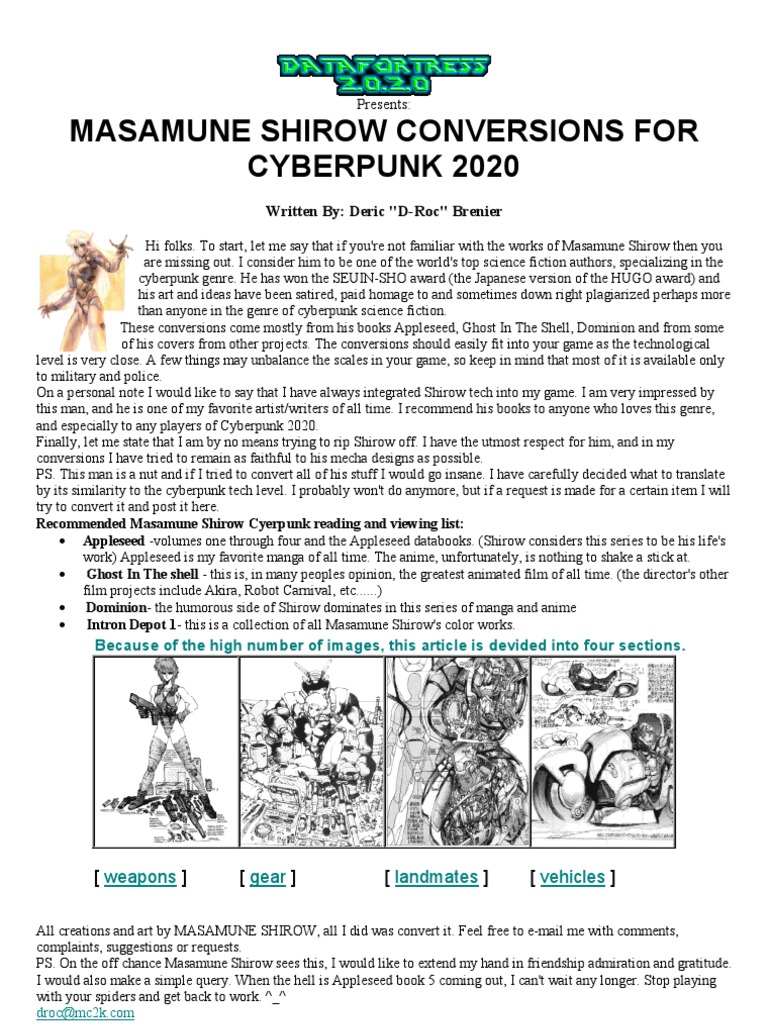 Cyberpunk 2020 - Data Fortress 2020 - Shirow Punk Conversions | PDF ...