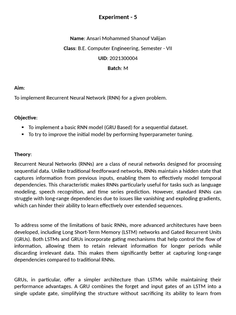 Experiment-5 | PDF | Artificial Neural Network | Cognition