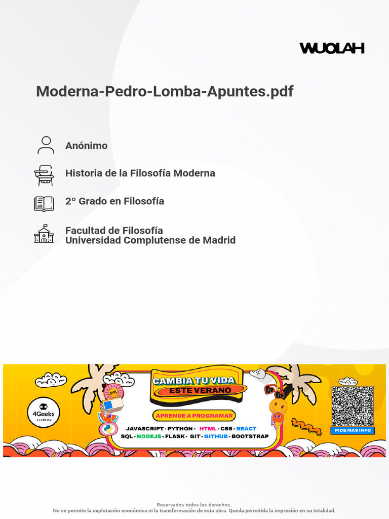 Wuolah Free Moderna Pedro Lomba Apuntes | PDF | René Descartes | Baruch ...