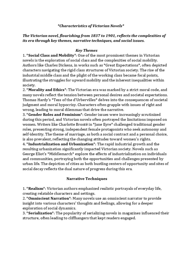 Characteristics of Victorian Novels | PDF | Victorian Literature | Novels