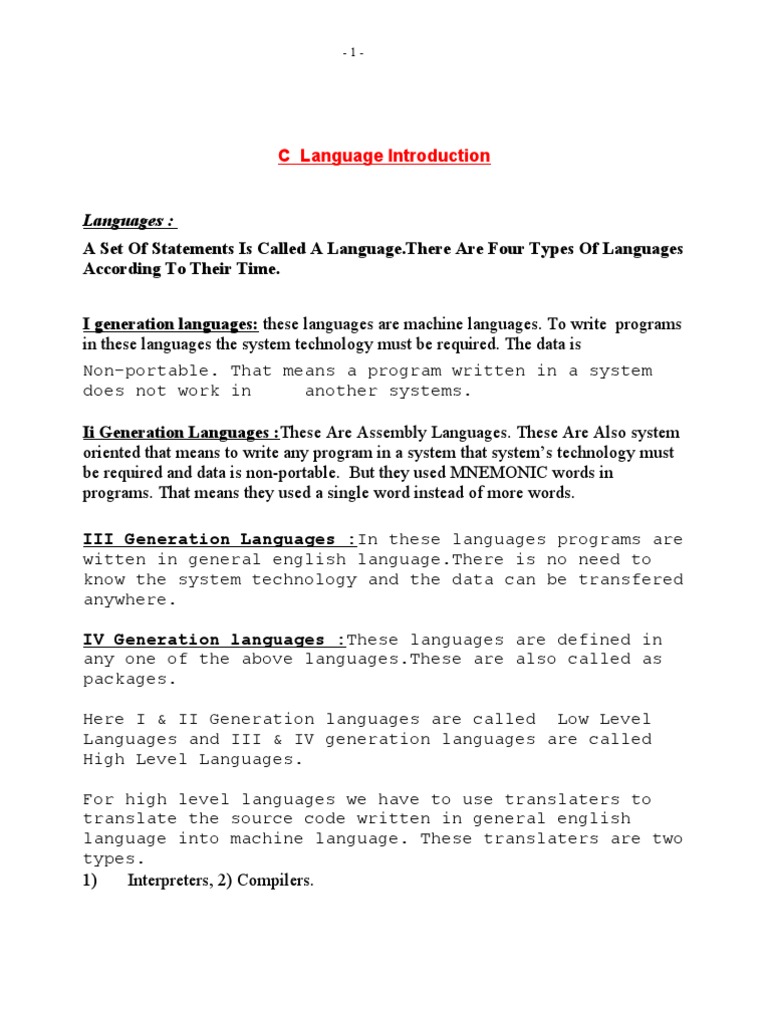 C Language | PDF | C (Programming Language) | Parameter (Computer ...
