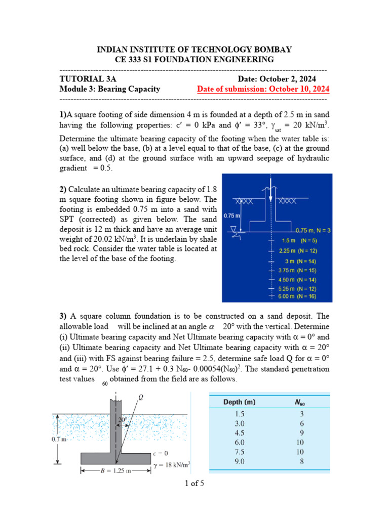Tutorial 3A CE333 S1 Oct 2 2024 | PDF | Natural Materials | Soil Science