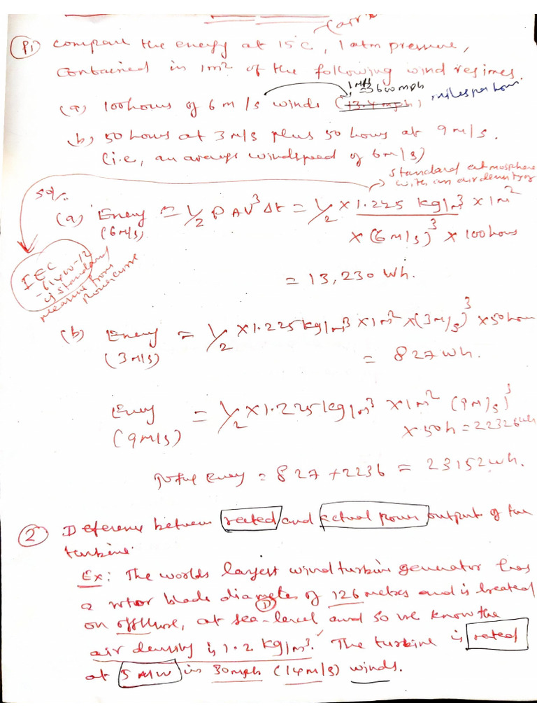 Wind Energy _solved problems | PDF