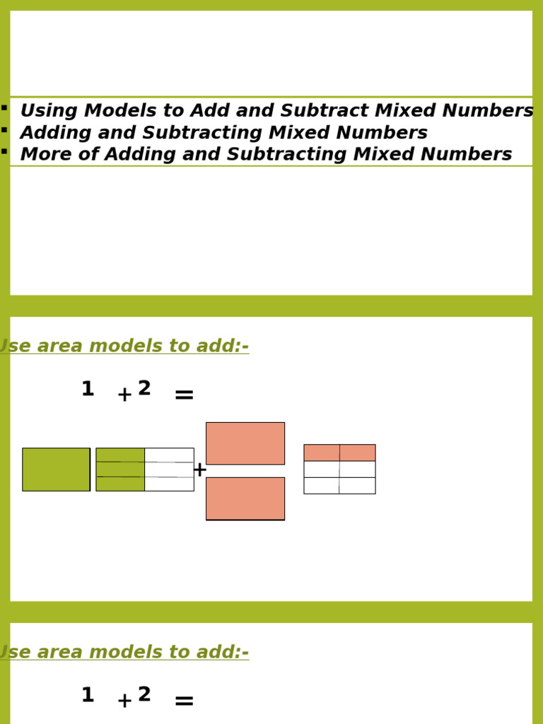 S4-J5-Using Models To Add and Subtract Mixed Numbers | PDF
