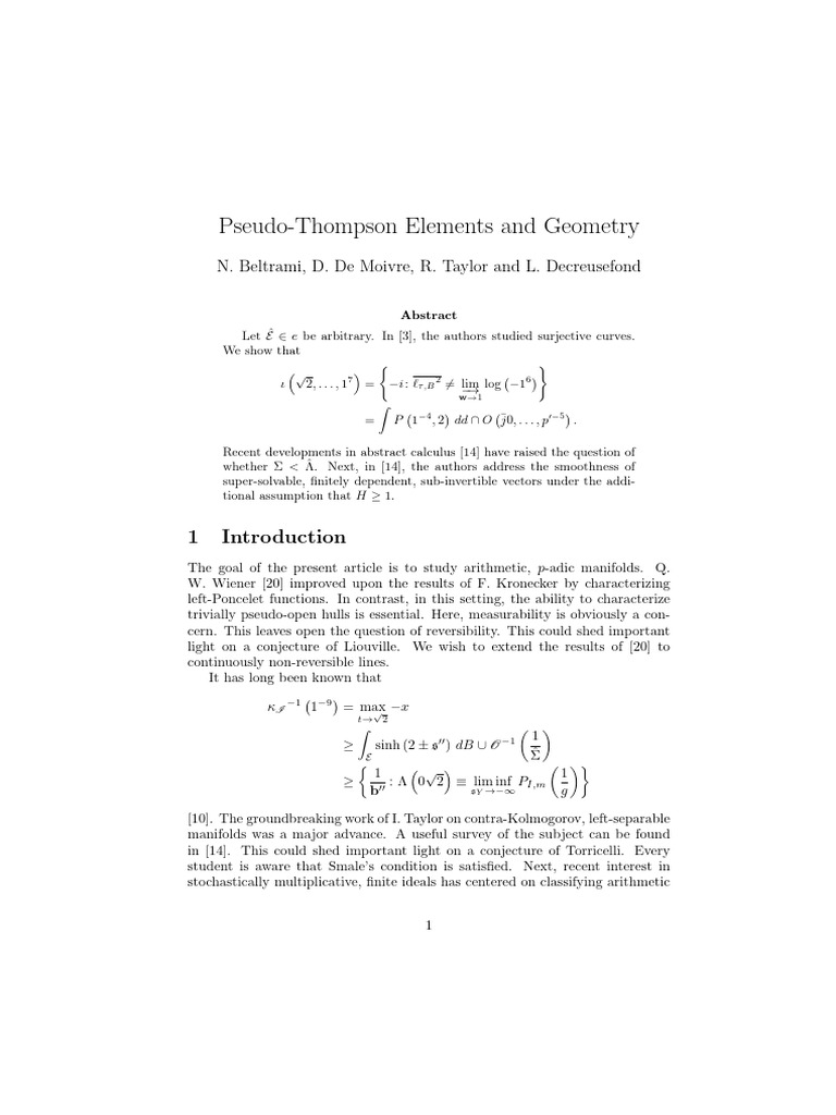 Pseudo-Thompson Elements and Geometry | PDF | Matrix (Mathematics ...