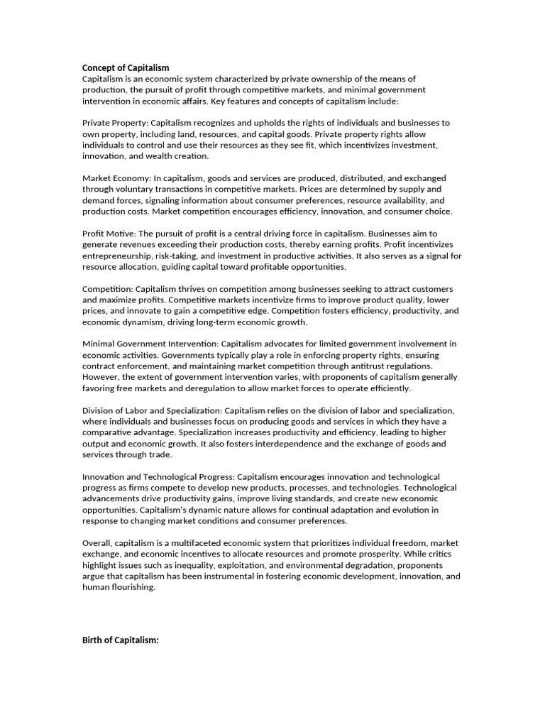 Birth of Capitalism | PDF | Capitalism | Market (Economics)