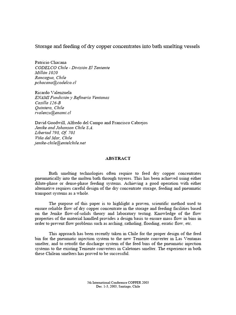 11 Storage and Feeding of Dry Copper | PDF | Fluidization | Smelting