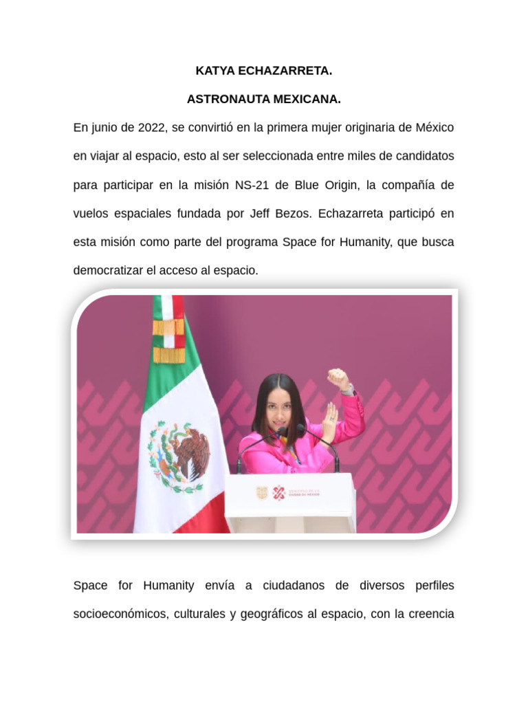 Katya Echazarreta: Pionera Espacial Mexicana | PDF | Nasa | México