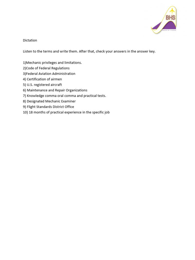 Faa Fsdo Prep Dictation 01 | PDF