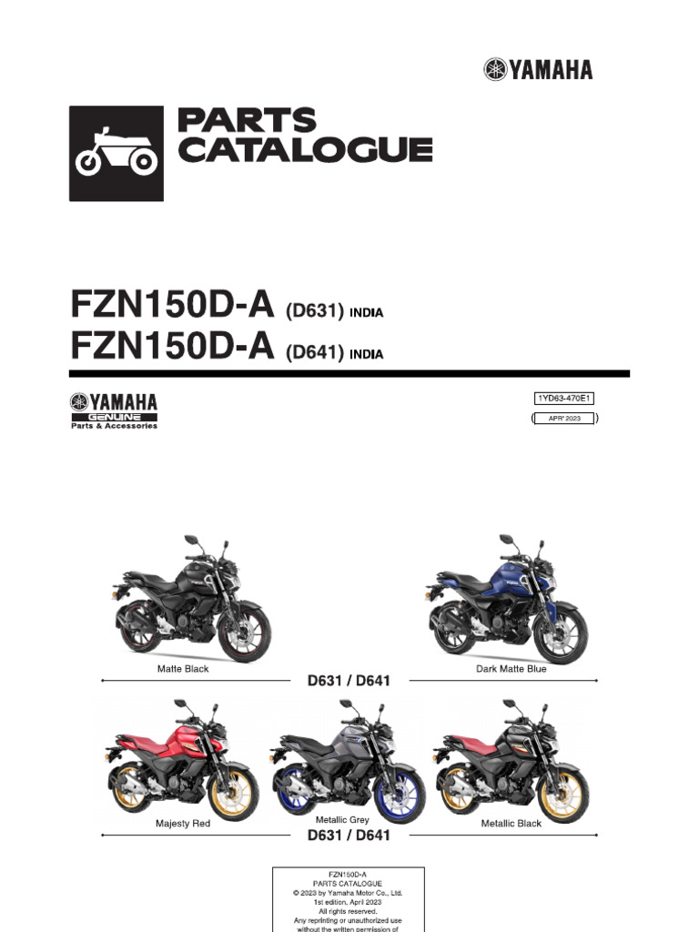 Yamaha FZS V4 Parts Catalogue PDF | PDF | Clutch | Vehicle Parts