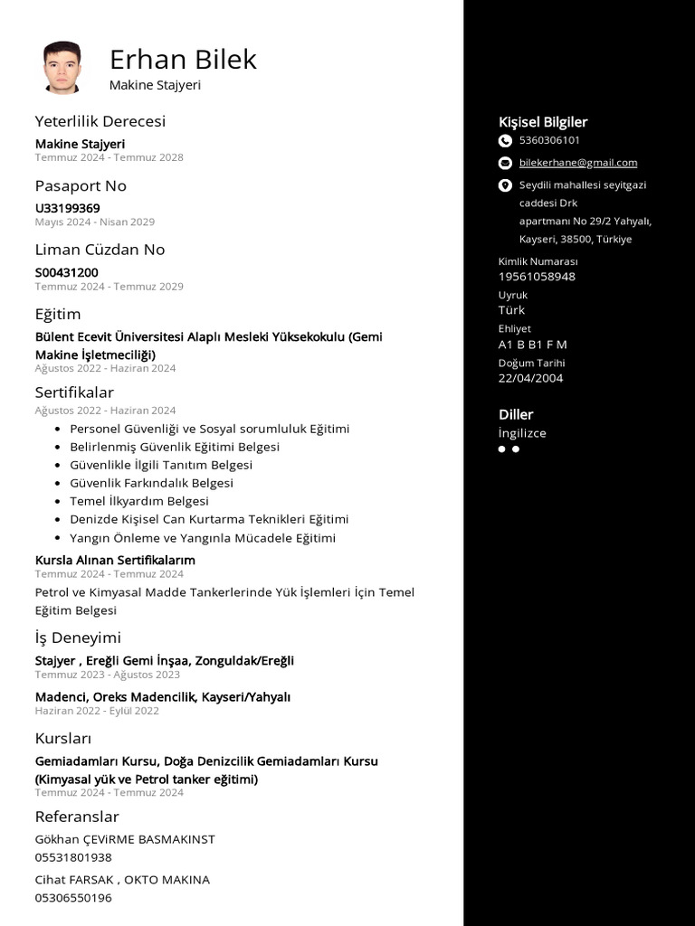 Erhan BİLEK (CV) | PDF