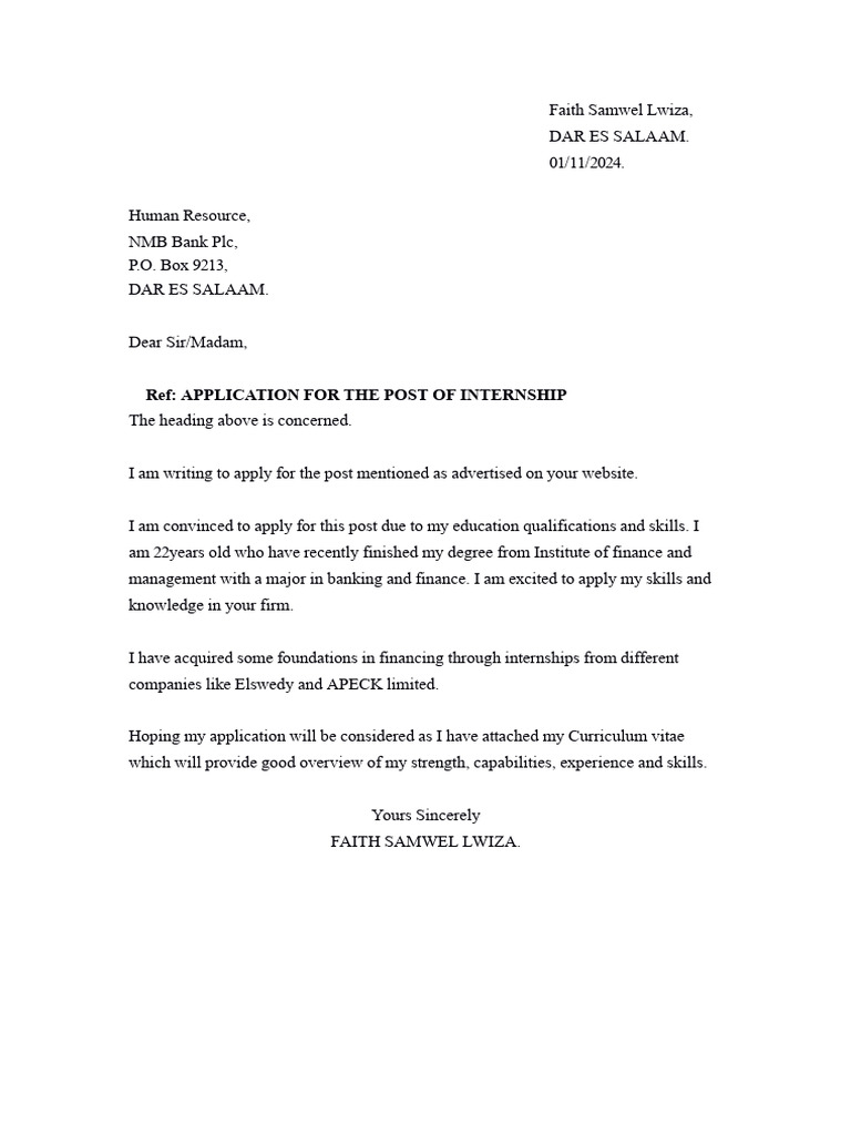 Application Letter Faith 4 | PDF