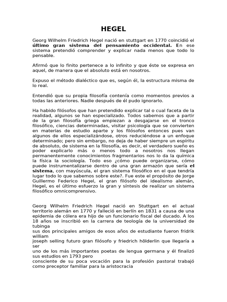 HEGEL | PDF | Georg Wilhelm Friedrich Hegel | Dialéctico