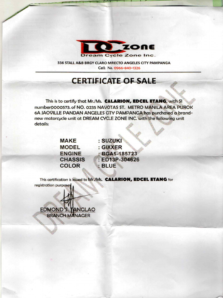 Motor Certification | PDF