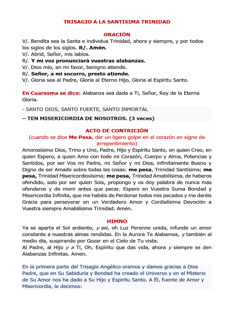 Oración del Trisagio a la Trinidad | PDF | eucaristía | Cristo (título)
