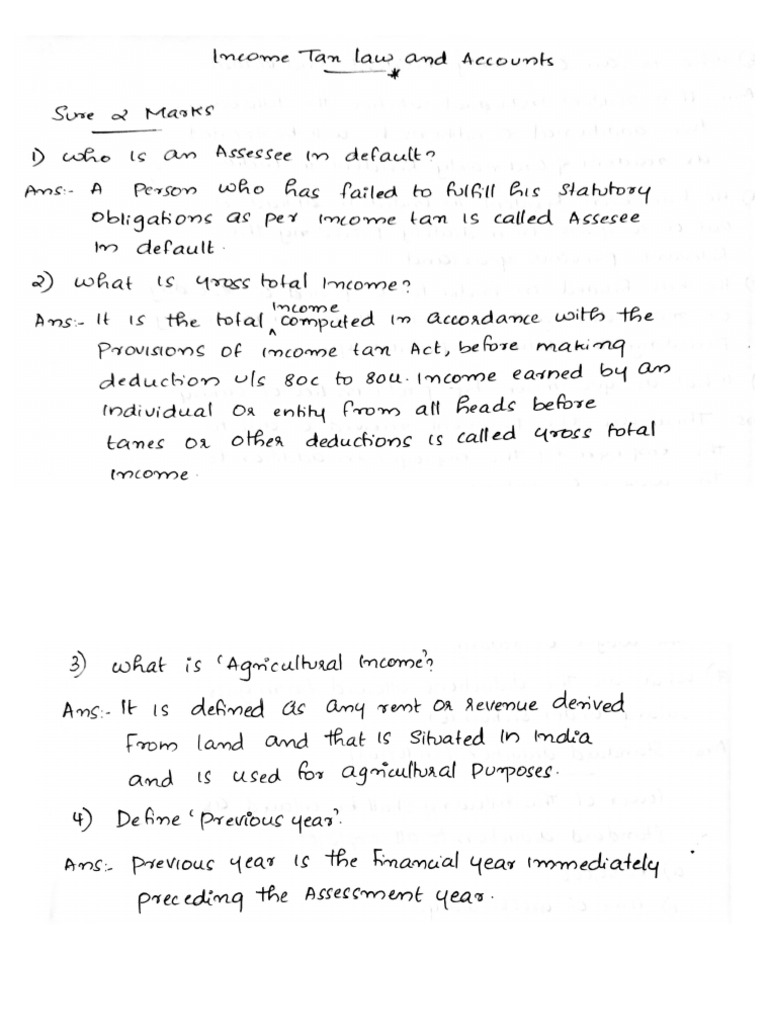 5th Sem Income Tax Notes | PDF