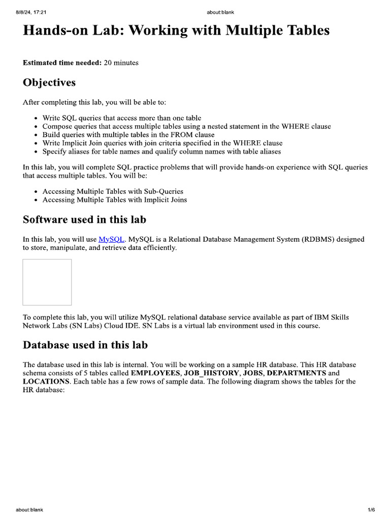Hands-On Lab Queries and Joins | PDF