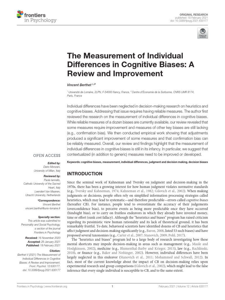 The Measurement of Individual Differences in Cogni | PDF | Argument ...