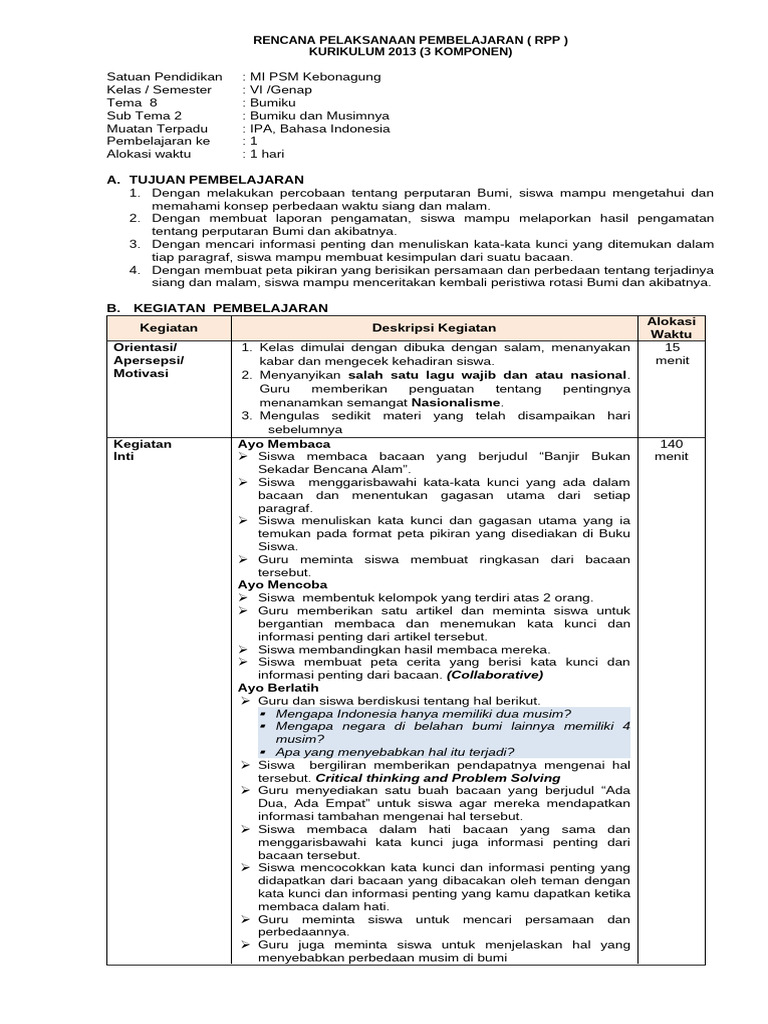 Kelas 6 Tema 8 Sub Tema 2 | PDF