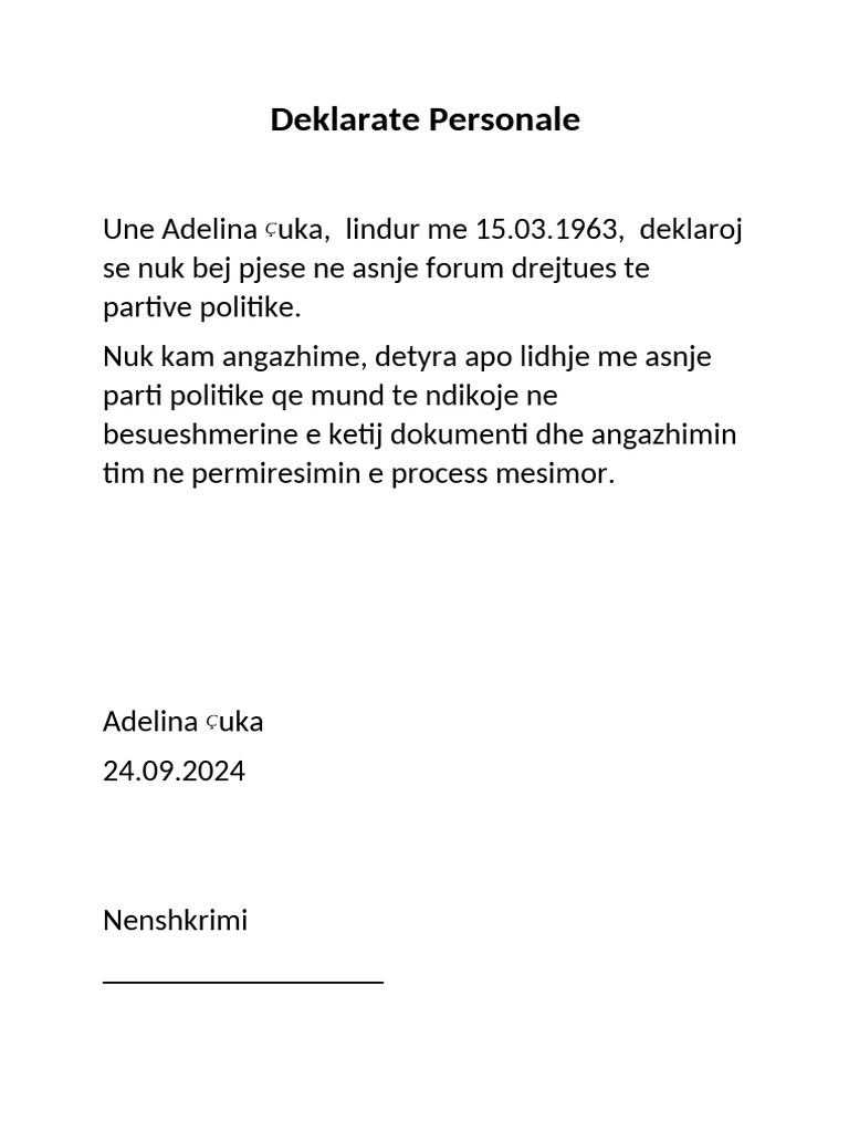 Deklarate Personale | PDF