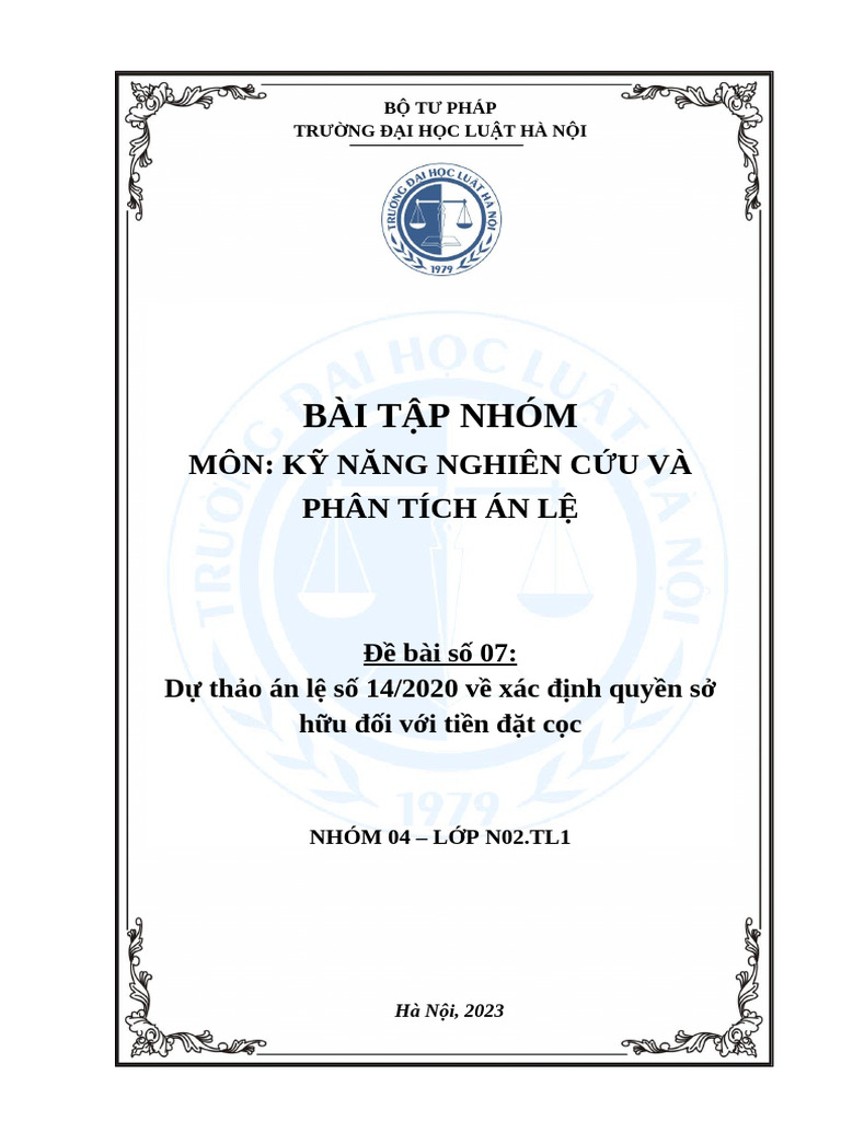 - btn-Án Lệ Nhóm 04 Đề 07 Cuối, | PDF