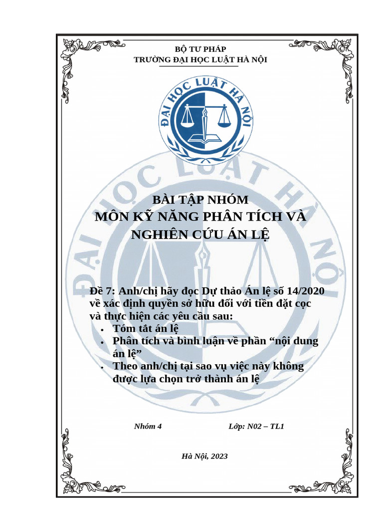 - BTN-Án lệ nhóm 4 đề 7 | PDF