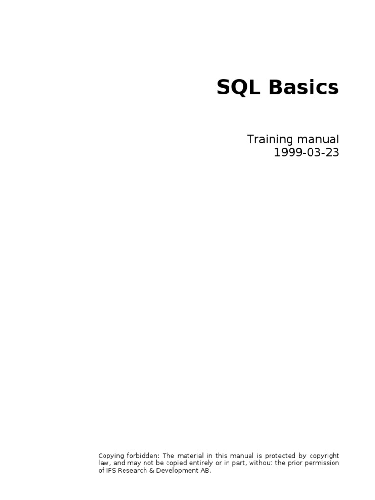 SQL Basics Training Manual | PDF | Sql | Relational Database SQL Basics Training Manual | PDF | Sql | Relational Database