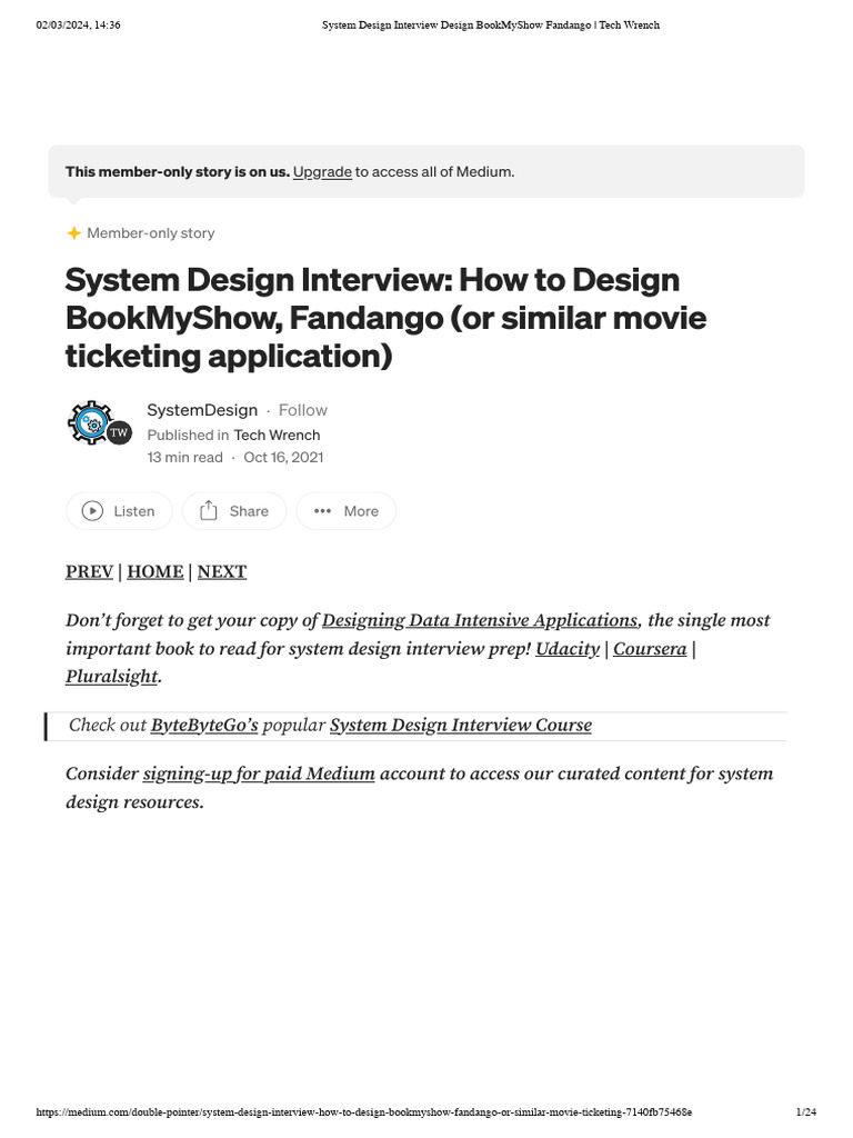 System Design Interview Design BookMyShow Fandango - Tech Wrench | PDF ...