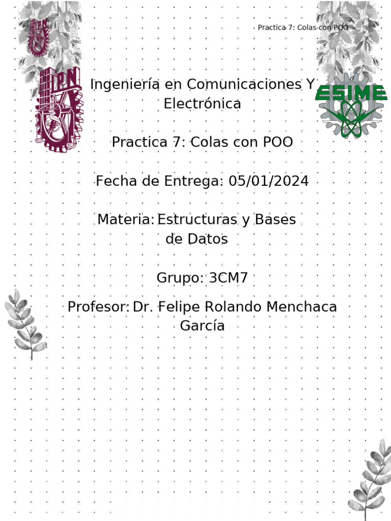 Practica 7 Colas con POO | PDF | Cola (tipo de datos abstractos) | C