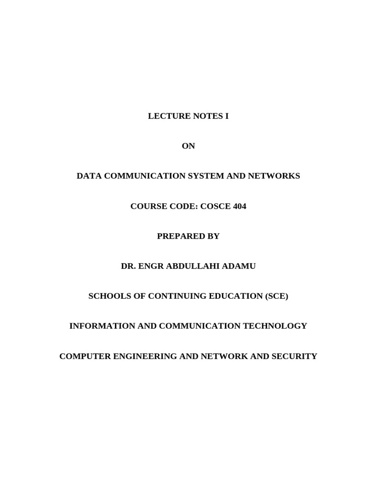 Lecture Notes 1 | PDF | Computer Network | Osi Model