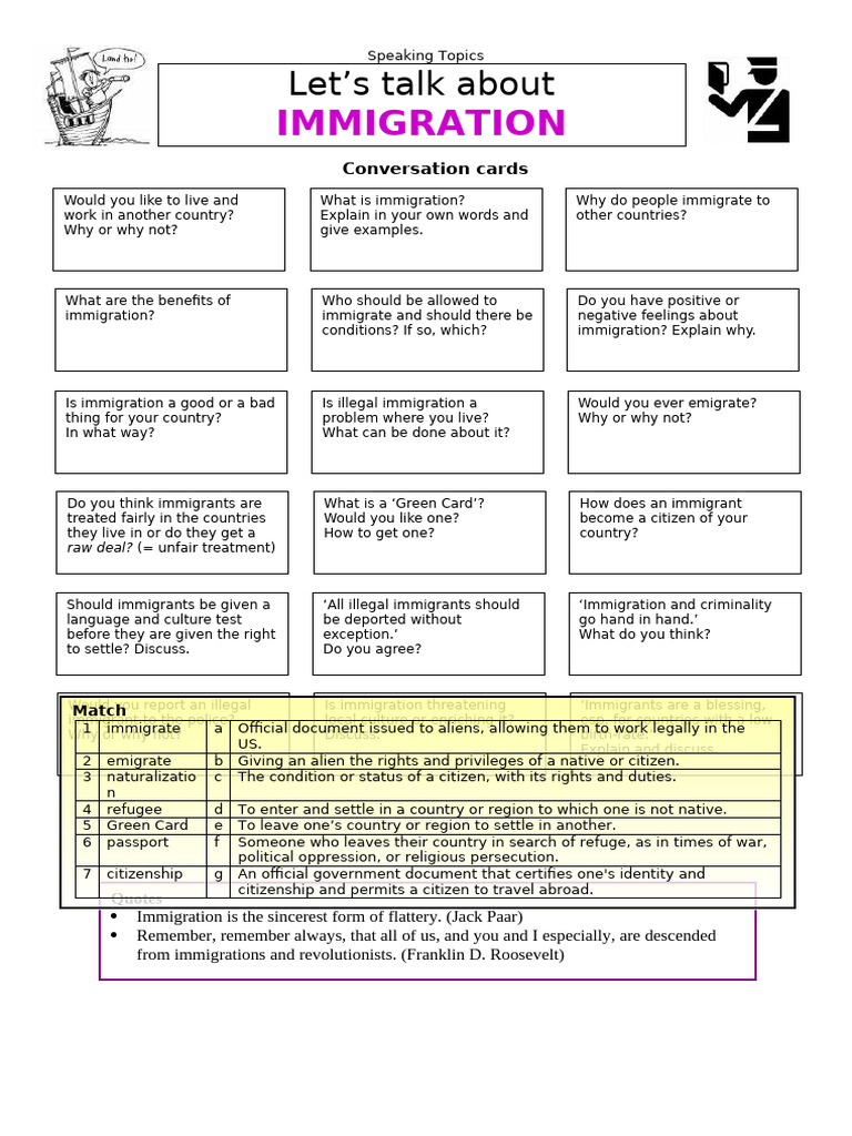 Lets Talk About Immigration Activities Promoting Classroom Dynamics ...