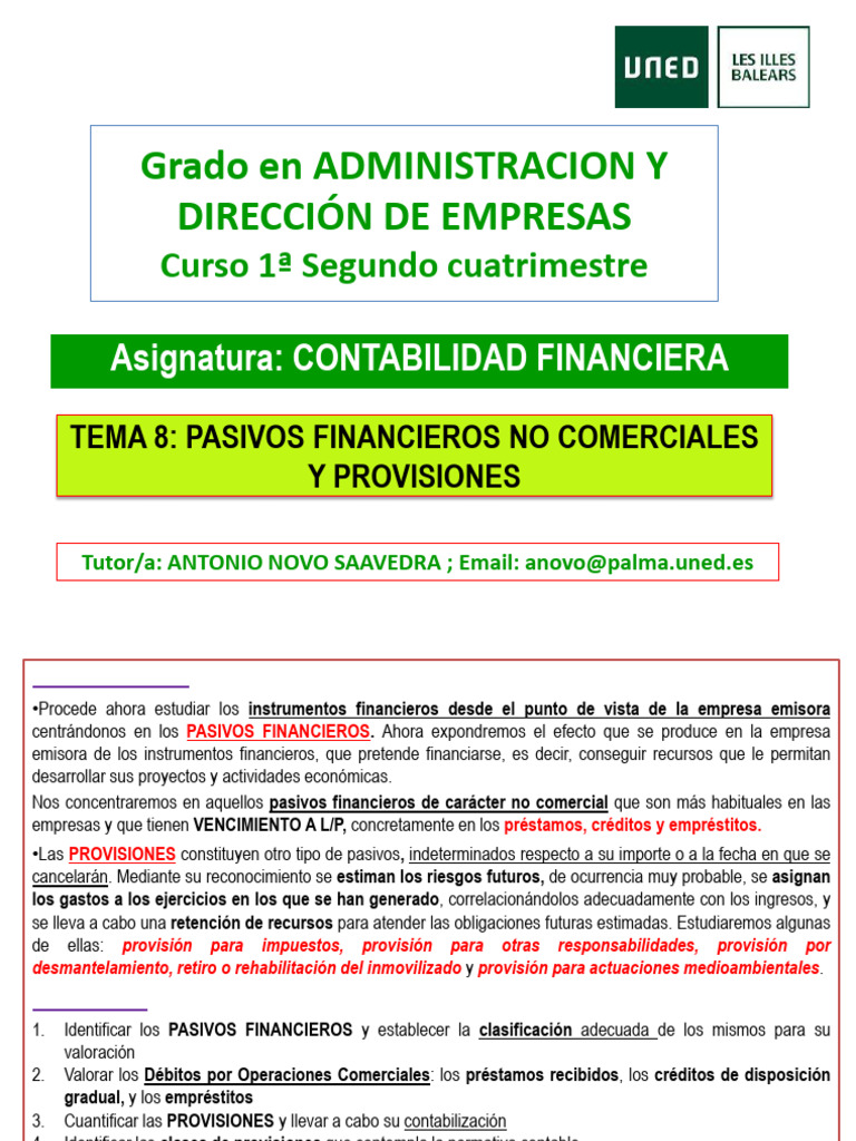 Contab Financiera Tema8 Anovo | PDF | Préstamos | Contabilidad