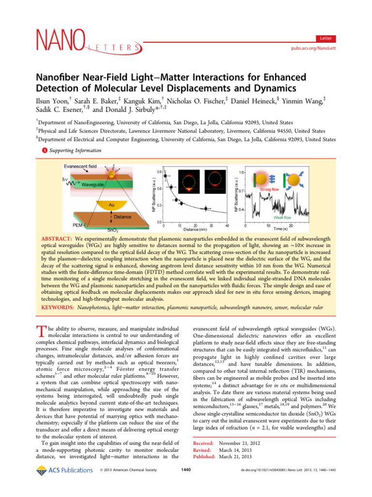 Nanofiber Molecular Ruler-NanoLett-2013 | PDF | Nanoparticle | Optics