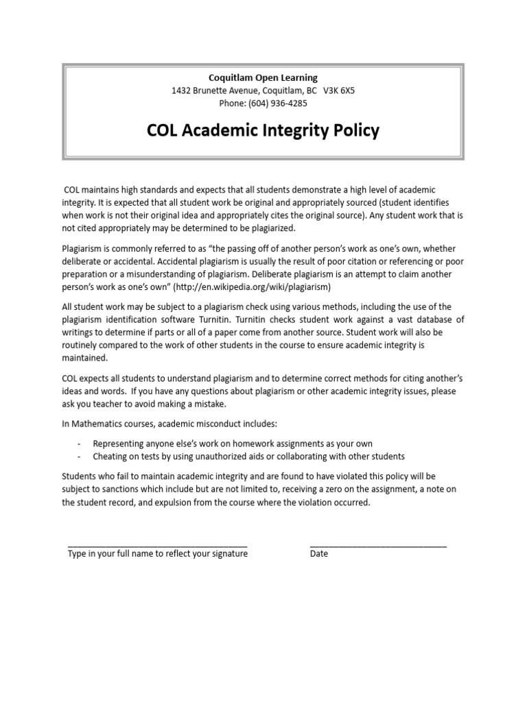 2023 Academic Integrity Policy-2 | PDF | Plagiarism | Academic Dishonesty